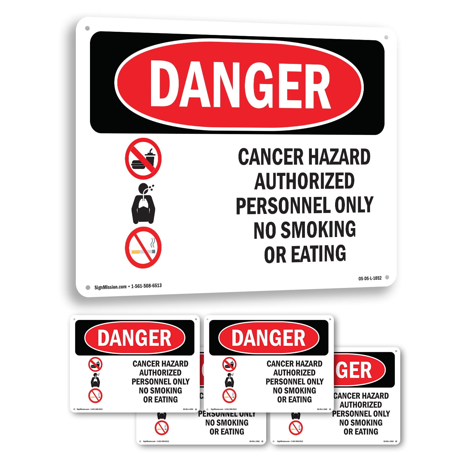 Cancer Hazard Authorized Personnel Only OSHA Danger Aluminum Sign 18 ...