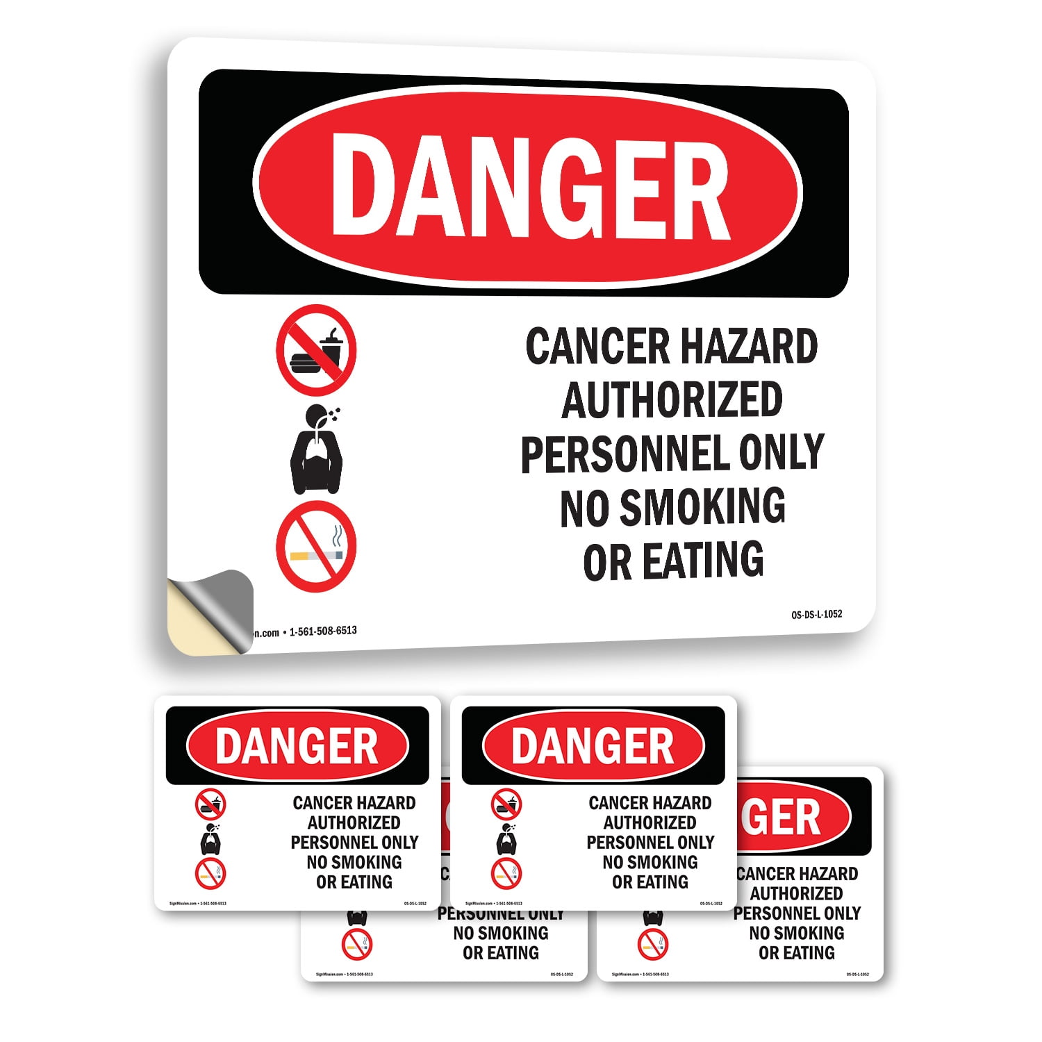 Cancer Hazard Authorized Personnel Only OSHA Danger Vinyl Decal Label ...