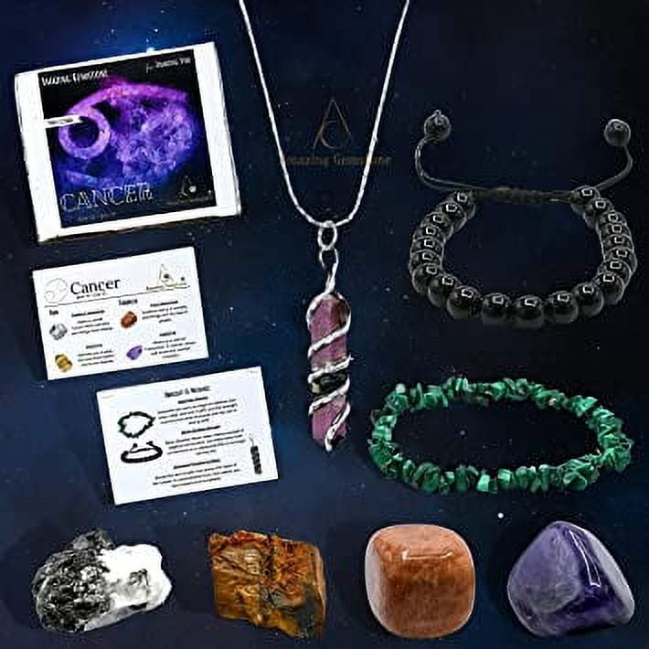Cancer Healing Crystal Set, Zodiac Birthstone Premium Kit for Gift ...