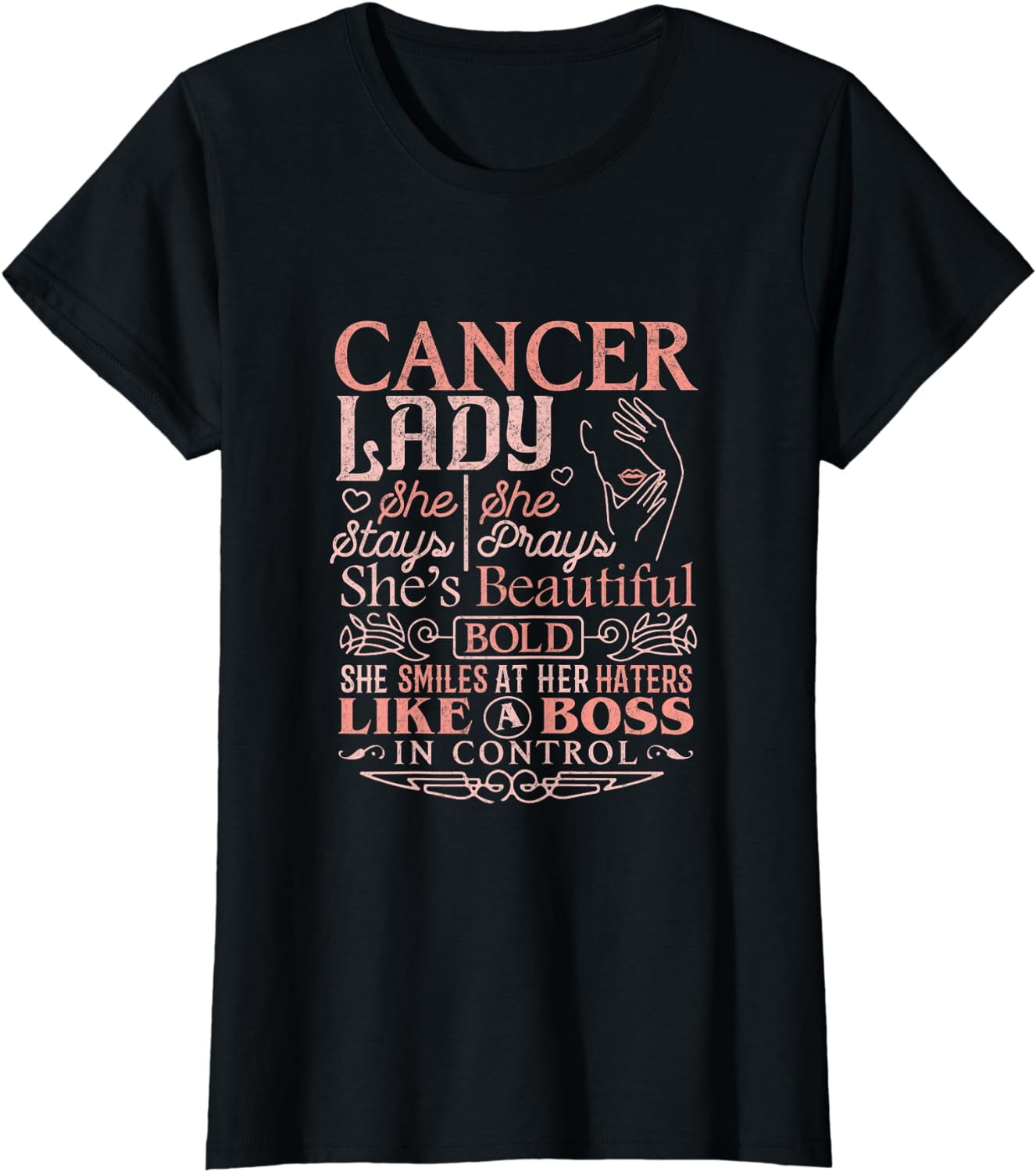 Cancer Lady Shirt Astrology Zodiac Sign Cancer Woman Girl T-Shirt ...