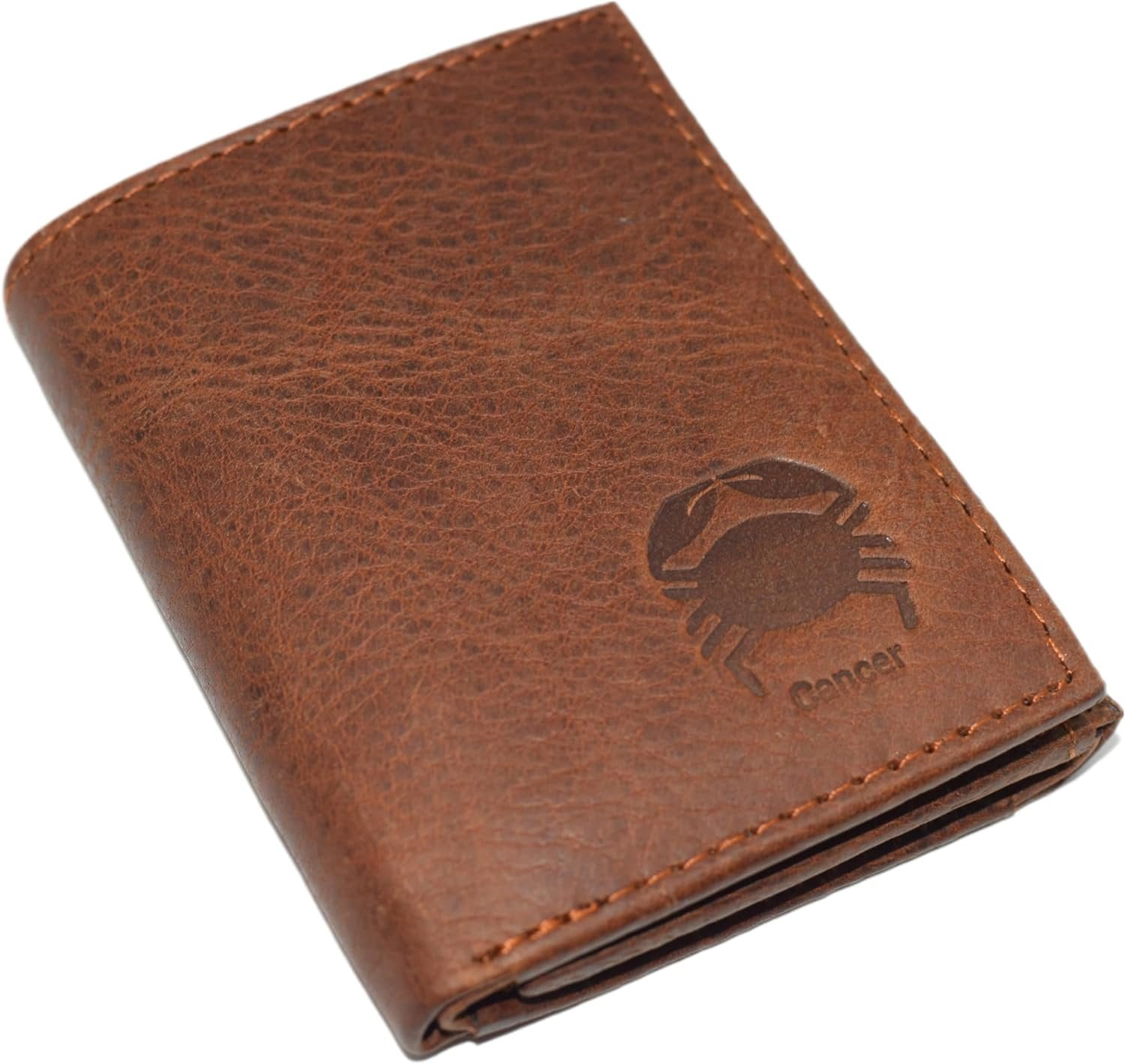 Cancer Men's RFID Blocking Real Leather Bifold Trifold Zodiac Sign ...