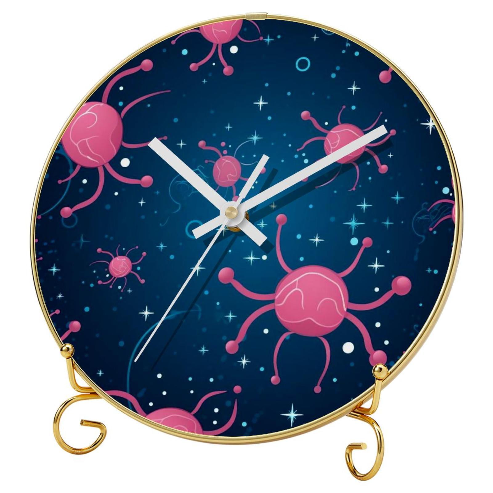 Cancer Modern Round Wall Clock with Hooks and Gold Stand - Silent Non ...