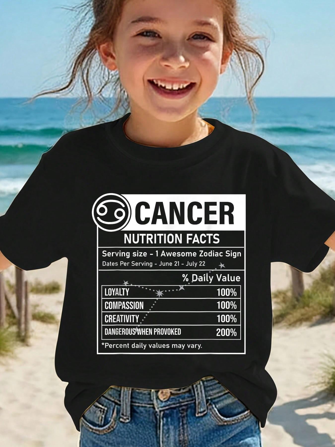 Cancer Nutrition Facts Constellation Zodiac Sign Horoscope Kids T-Shirt ...