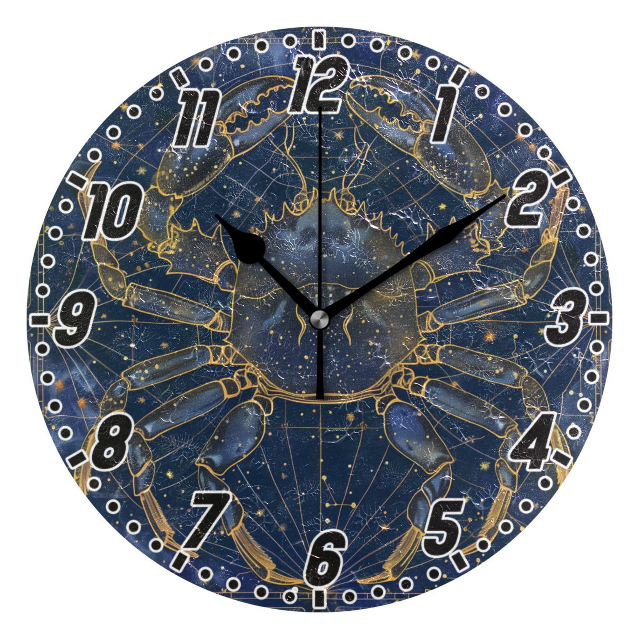 Cancer Of Zodiac Round Wall Clock Battery Operated Silent Non-Ticking ...