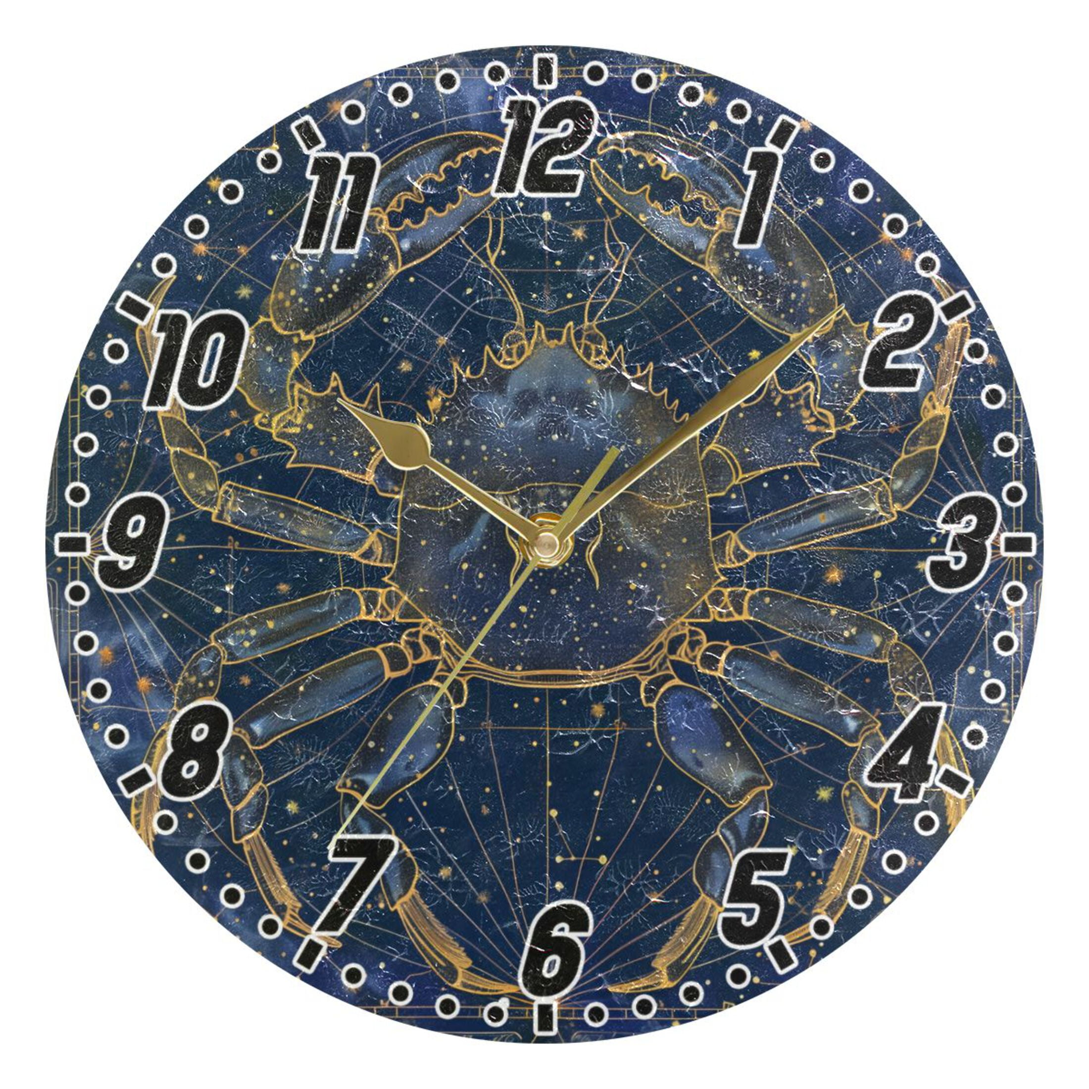 Cancer Of Zodiac Round Wall Clock Battery Operated Silent Non-Ticking ...