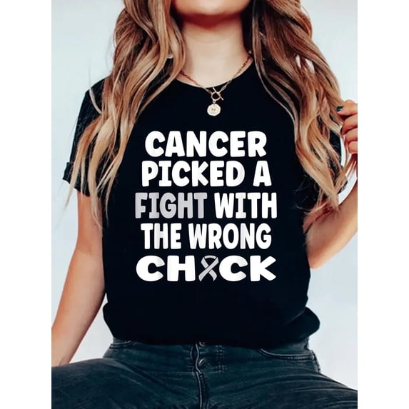 Cancer Picked A Fight with The Wrong Chick White Lung Cancer T-Shirt ...