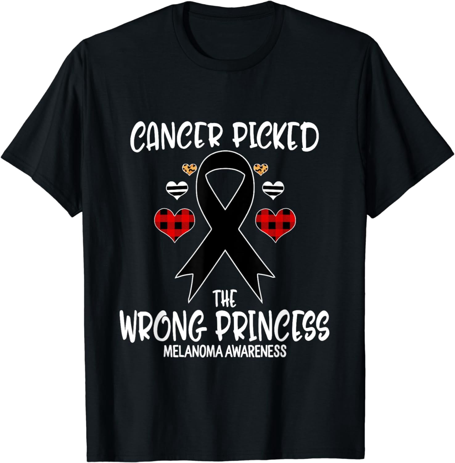 Cancer Picked The Wrong Princess Melanoma Awareness Ribbon T-Shirt ...