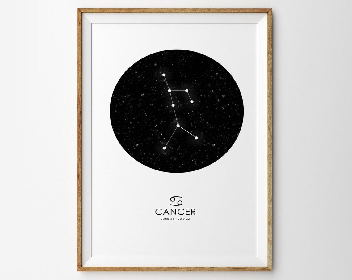Cancer Print Cancer Zodiac Print Constellation Print Star Map Print ...