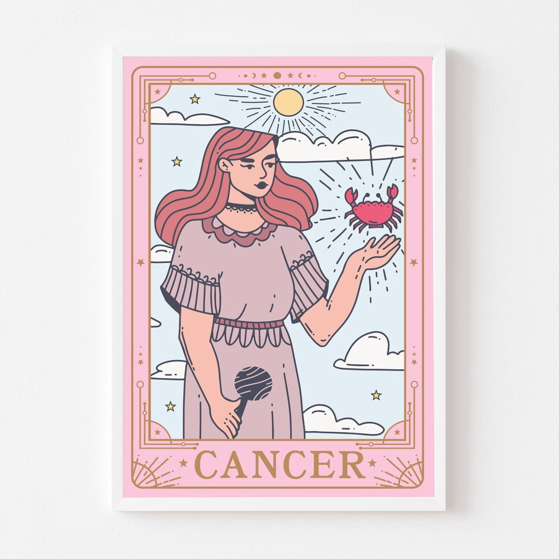 Cancer Print, Horoscope Zodiac Constellation Poster, Unframed Paper ...