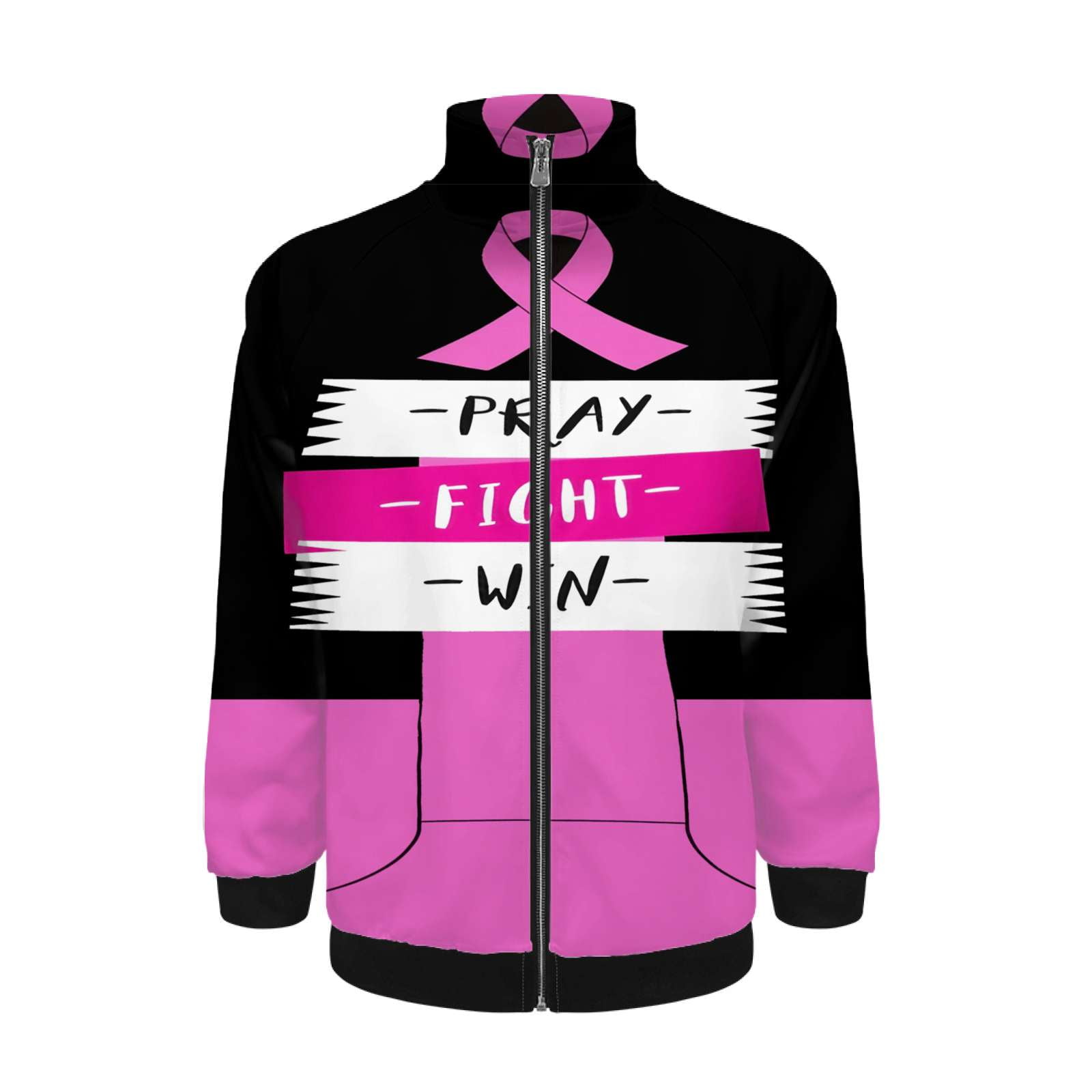 Cancer Quote Pray Fight Win Drawing Jacket Men's Street Cool Long ...