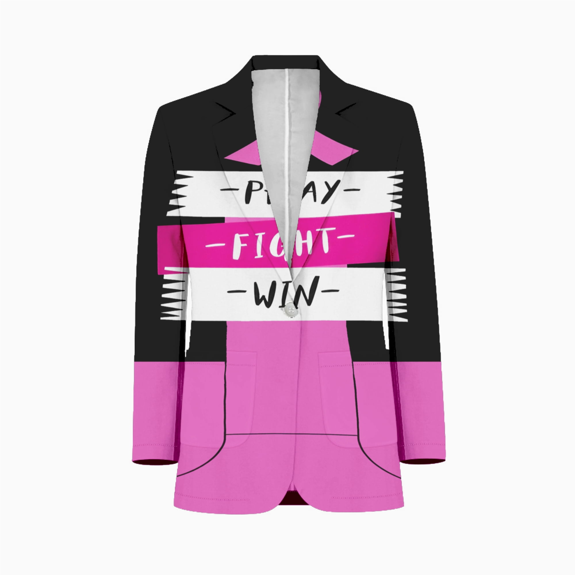 Cancer Quote Pray Fight Win Drawing Men's Suit Blazer Casual Party Wear ...