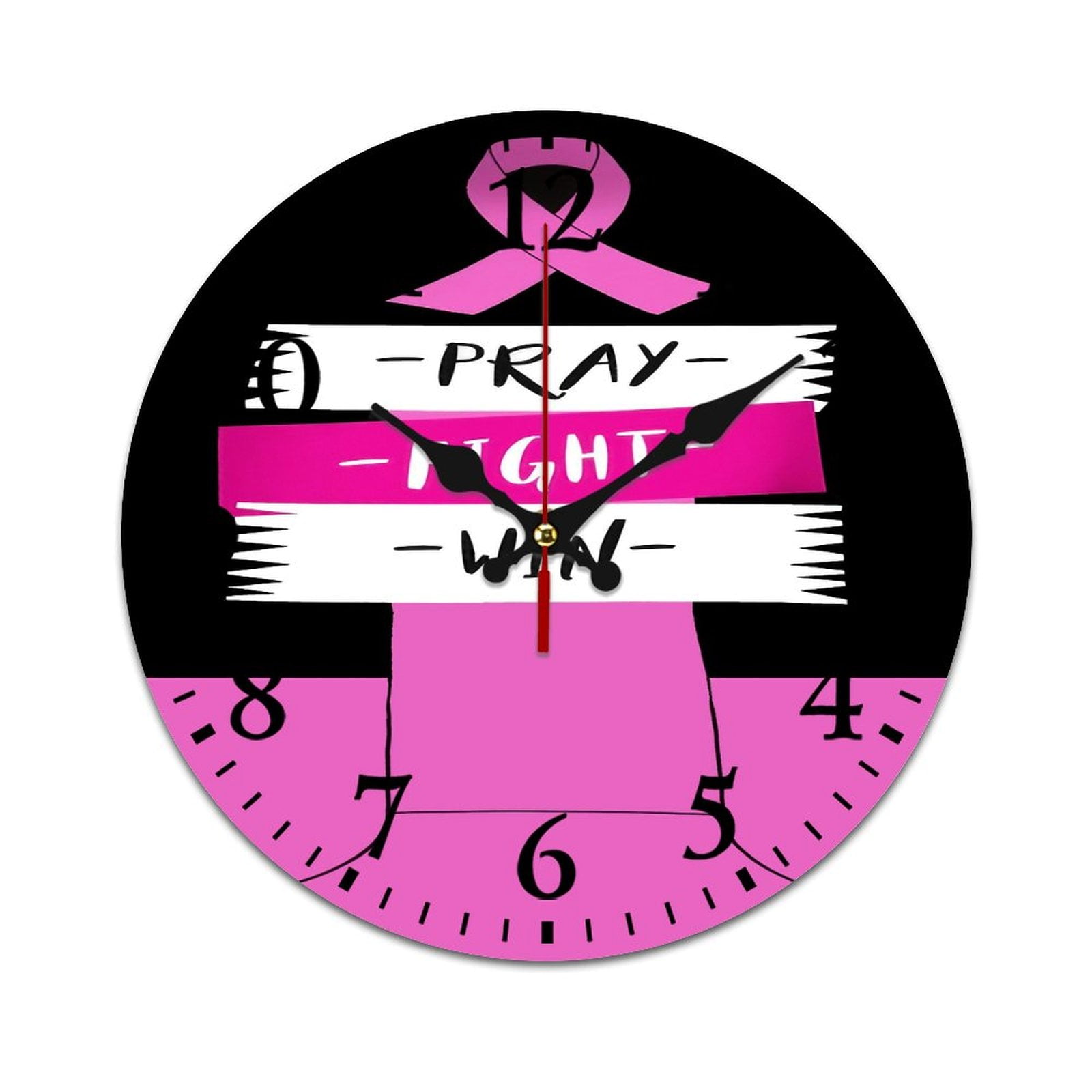 Cancer Quote Pray Fight Win Drawing Wall Clock Modern Design Clocks ...