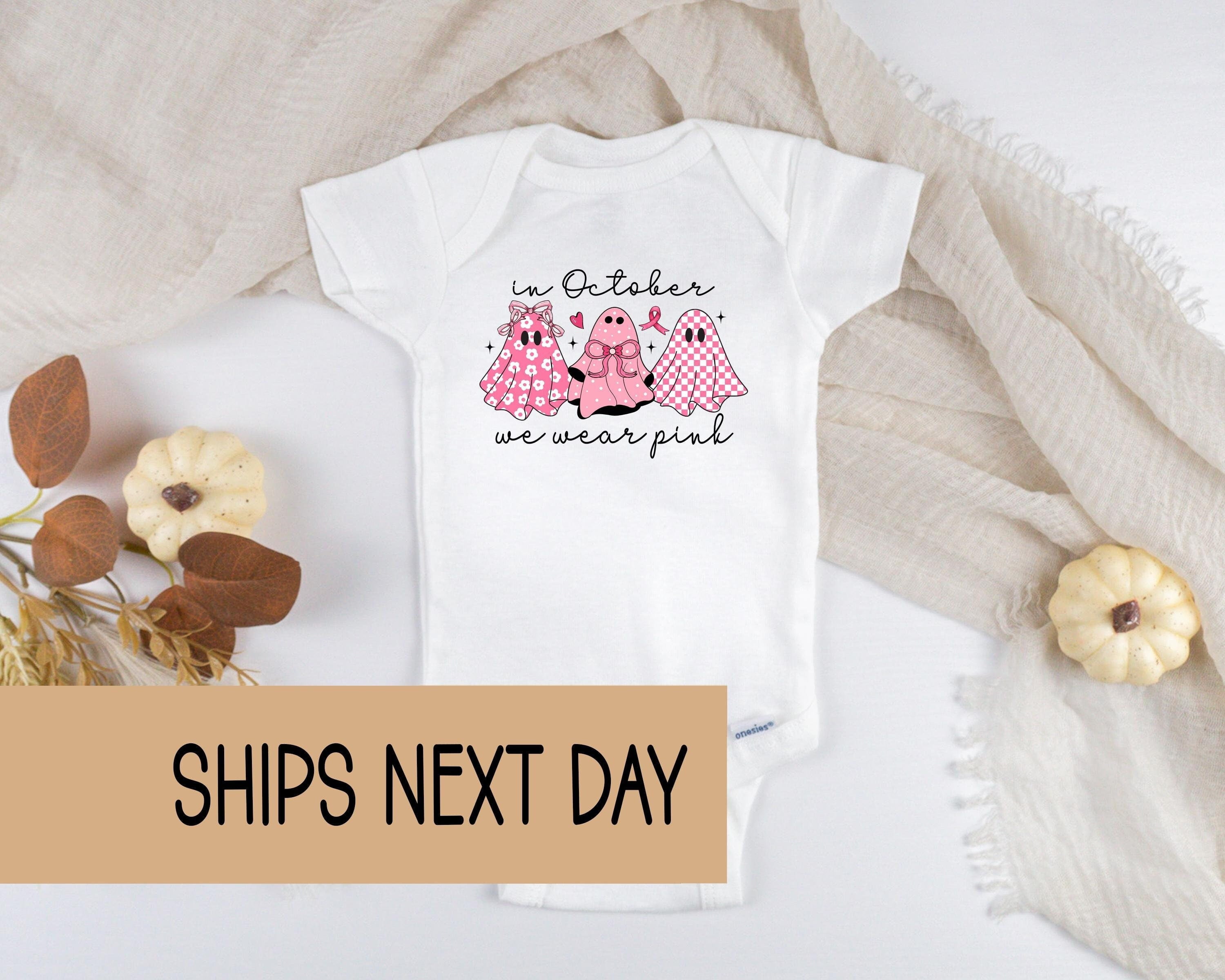 Cancer Ribbon Onesie, Cancer Warrior Baby Shirt, In October We Wear ...