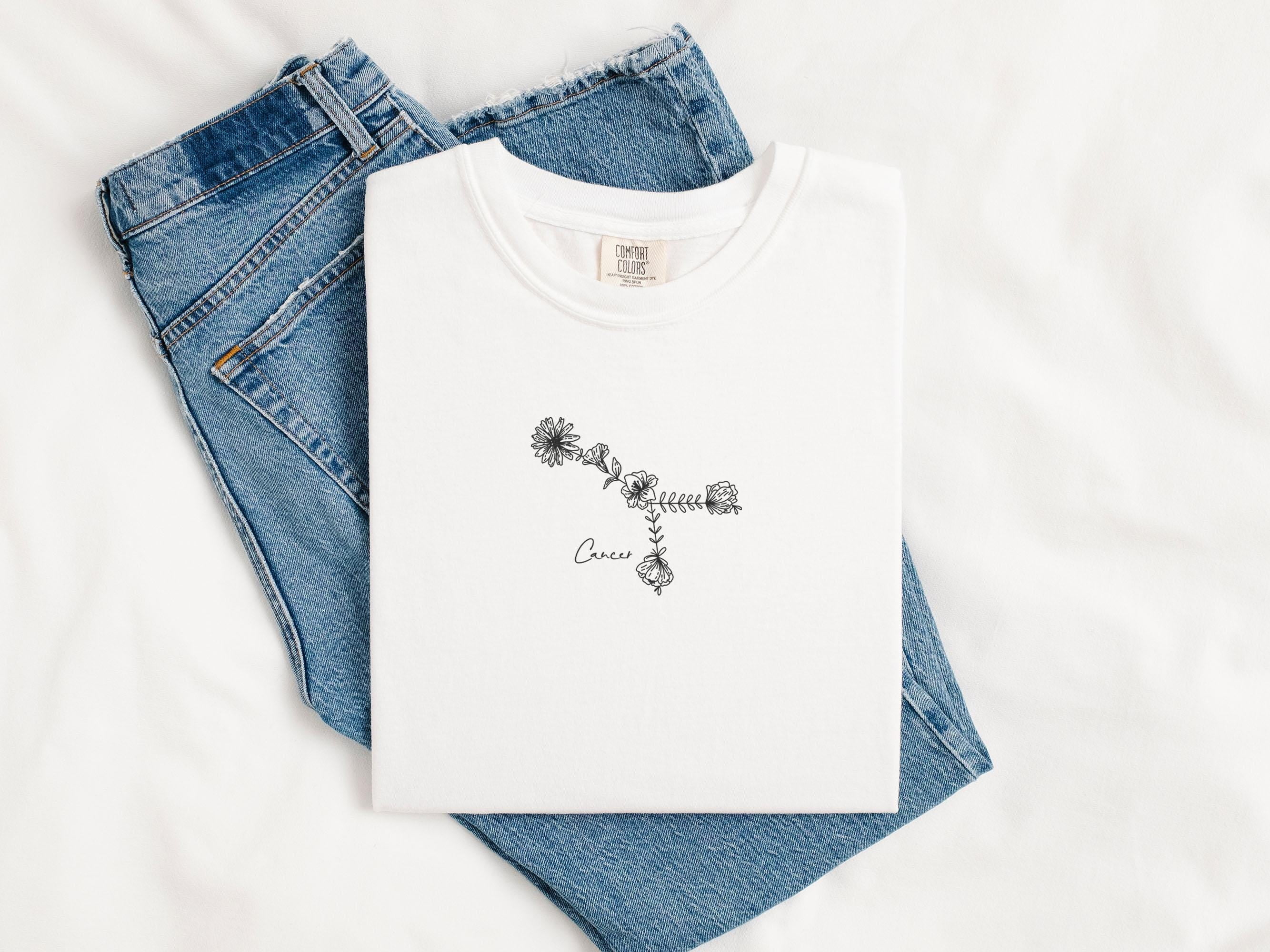 Cancer Shirt, Zodiac T Shirt, Astrology TShirt, Cancer Flowers ...