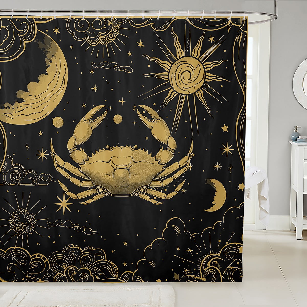 Cancer Shower Curtain 12 Horoscope Astrology Bath Curtain Constellation ...