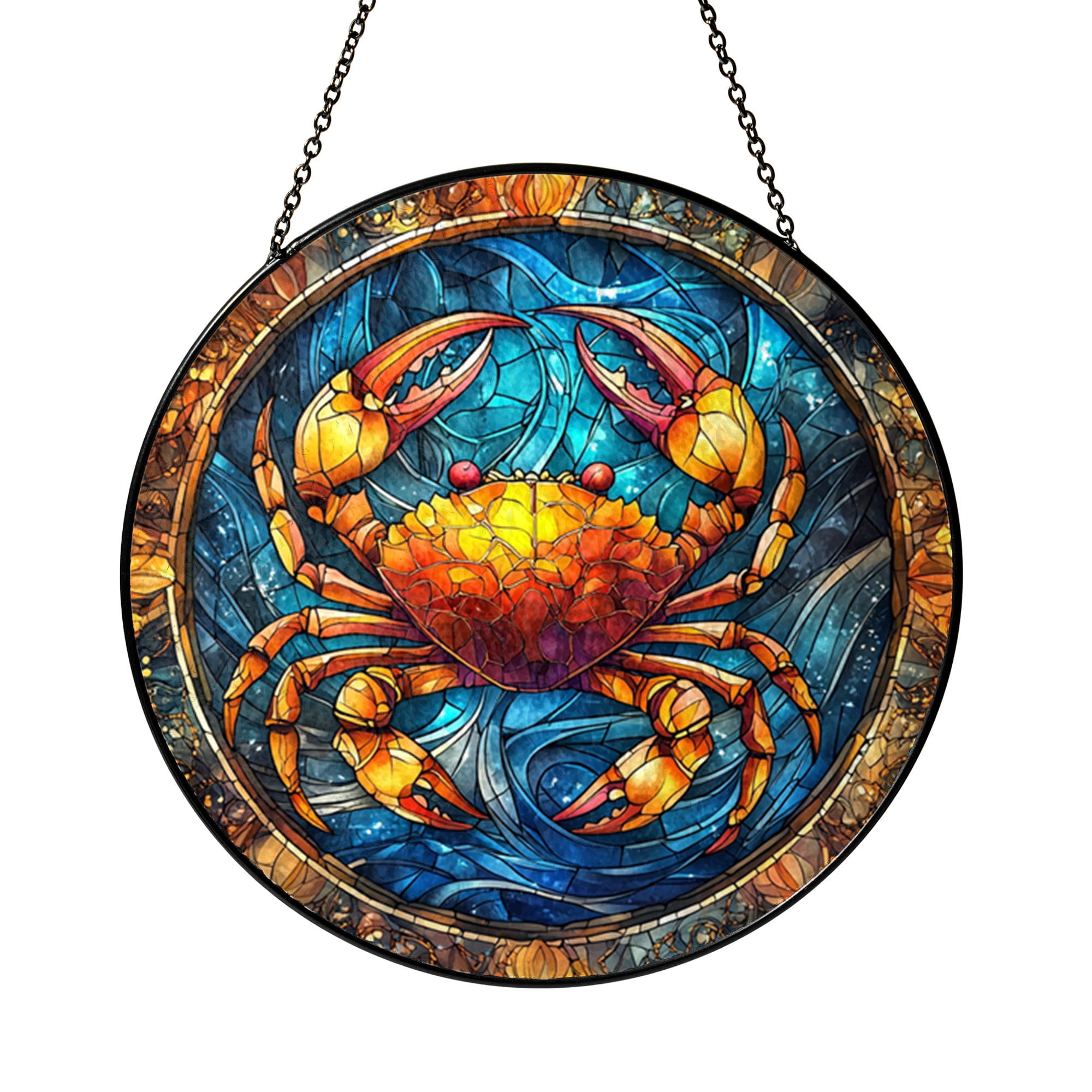Cancer Suncatcher – Cosmic Stained Glass Zodiac Window Hanging July ...