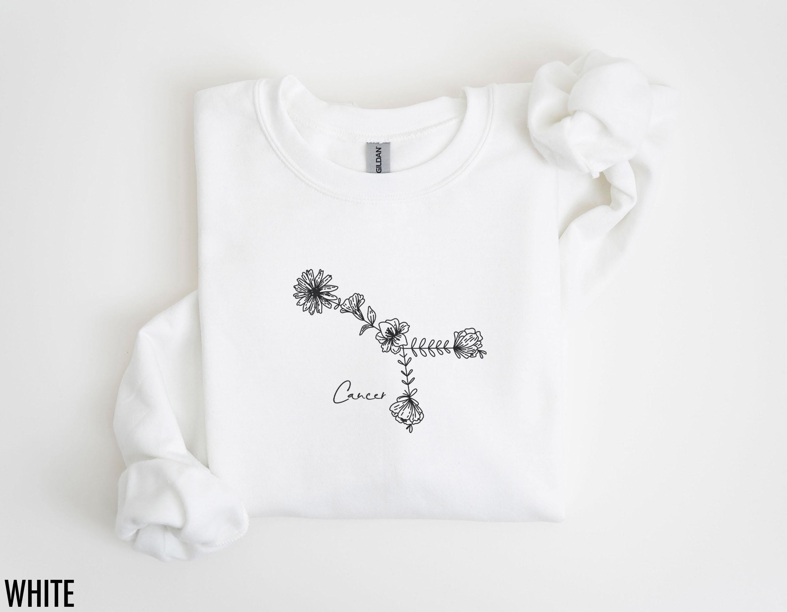 Cancer T-Shirt, Zodiac Crewneck, Astrology Shirt, Floral Cancer ...