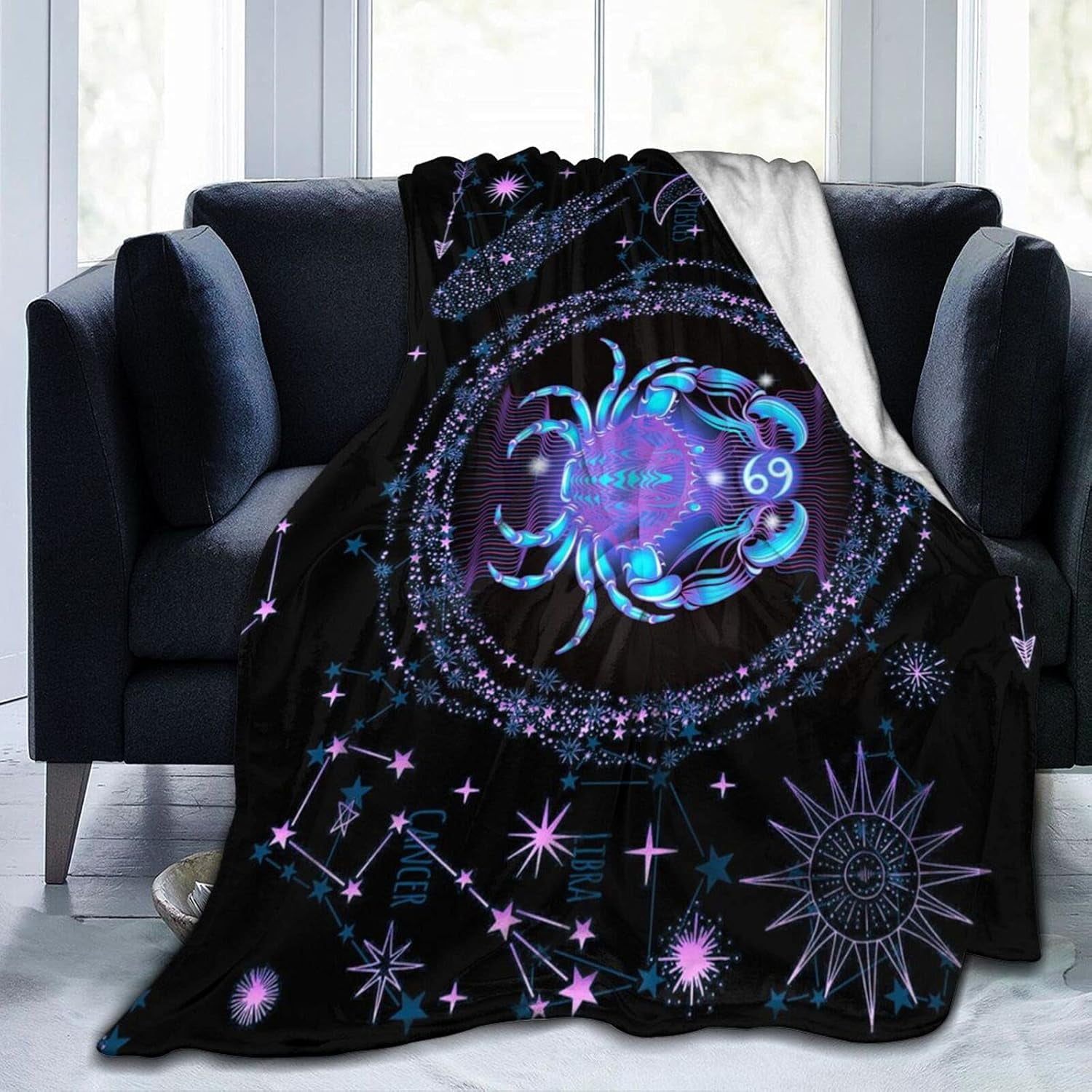 Cancer Throw Blanket Flannel Constellations Blanket Warm & Soft 12 ...