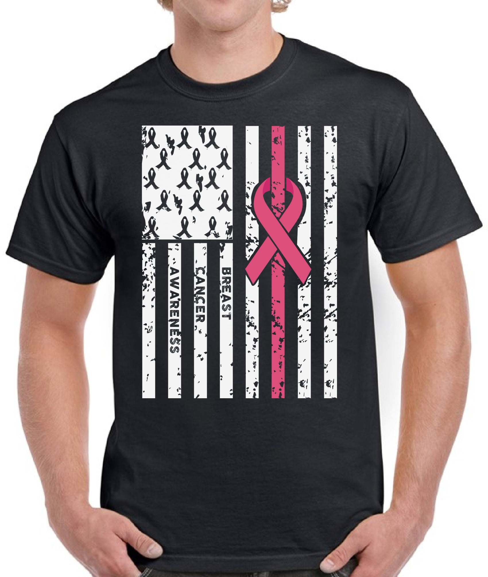 Cancer Tshirt for Men - Breast Cancer Awareness Month October USA Flag ...