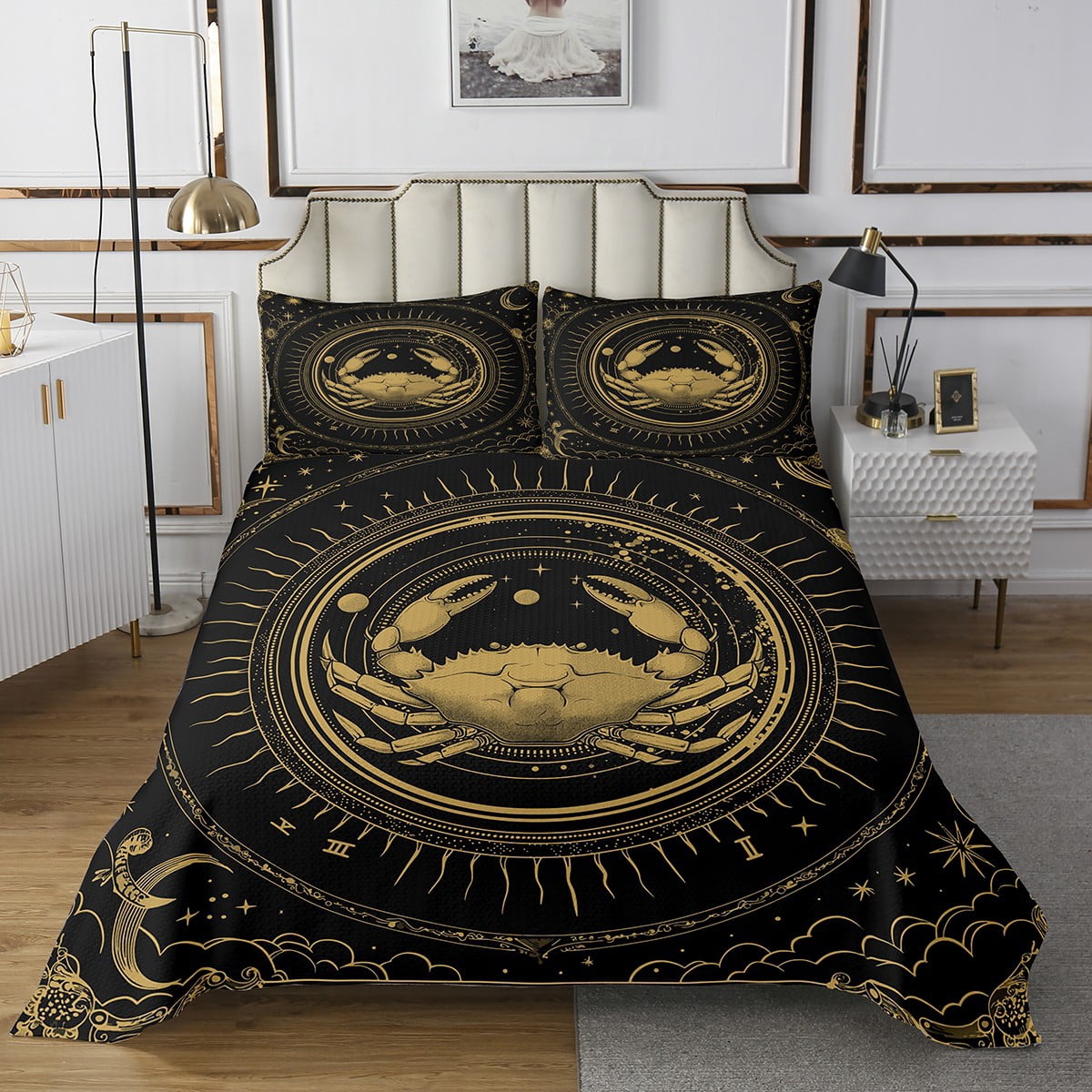 Cancer Zodiac Bedspread Constellation Theme Quilt Set Twin Size,Western ...