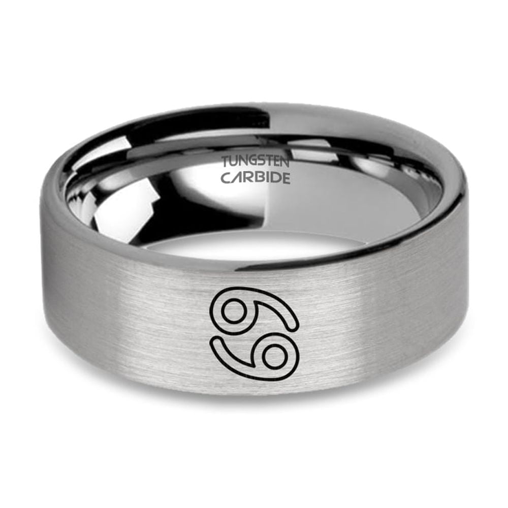 Cancer Zodiac Crab 69 Symbol Silver Tungsten Ring, Brushed, 8mm, Size ...
