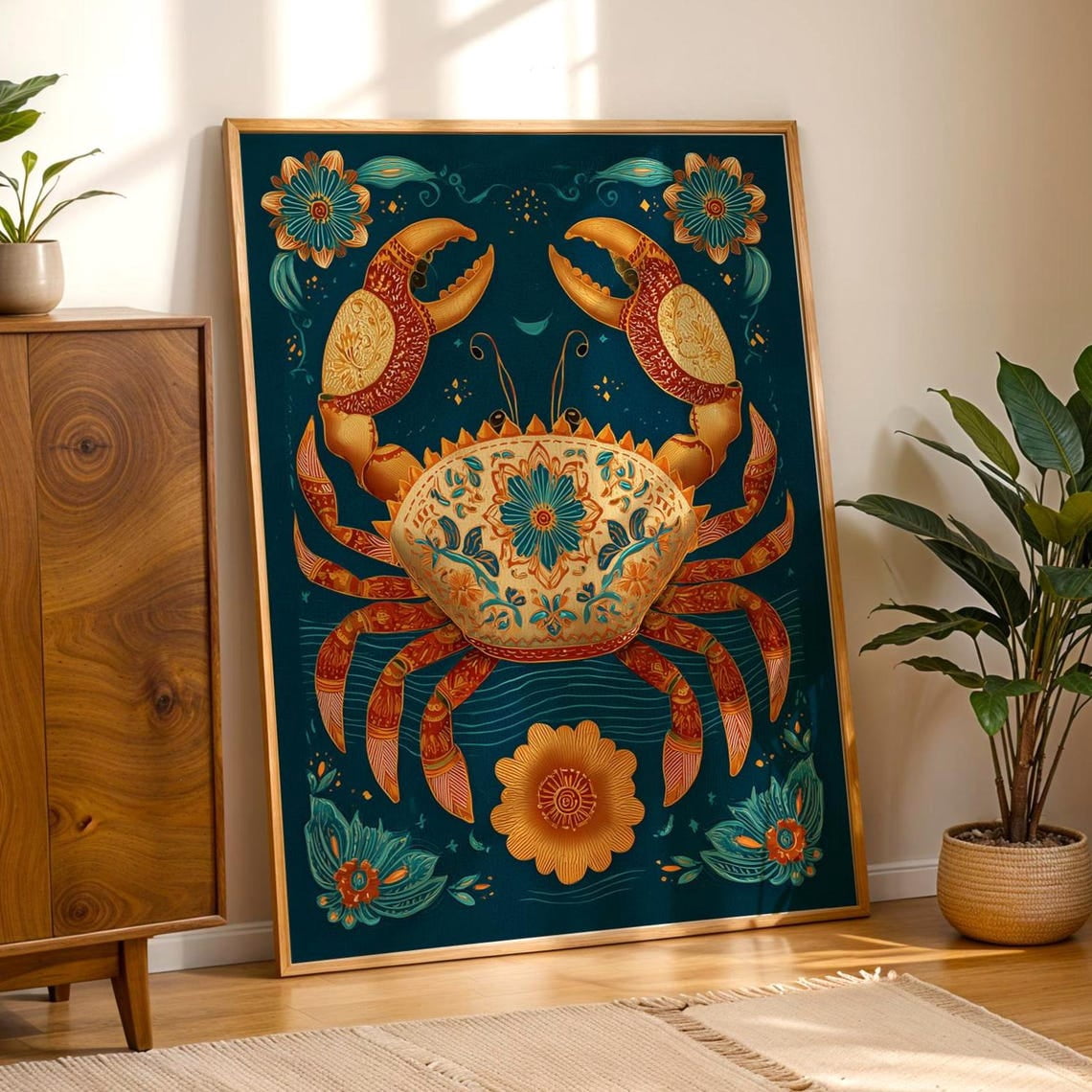 Cancer Zodiac Talavera Mexican Folk Art Astrology Celestial Wall Art ...