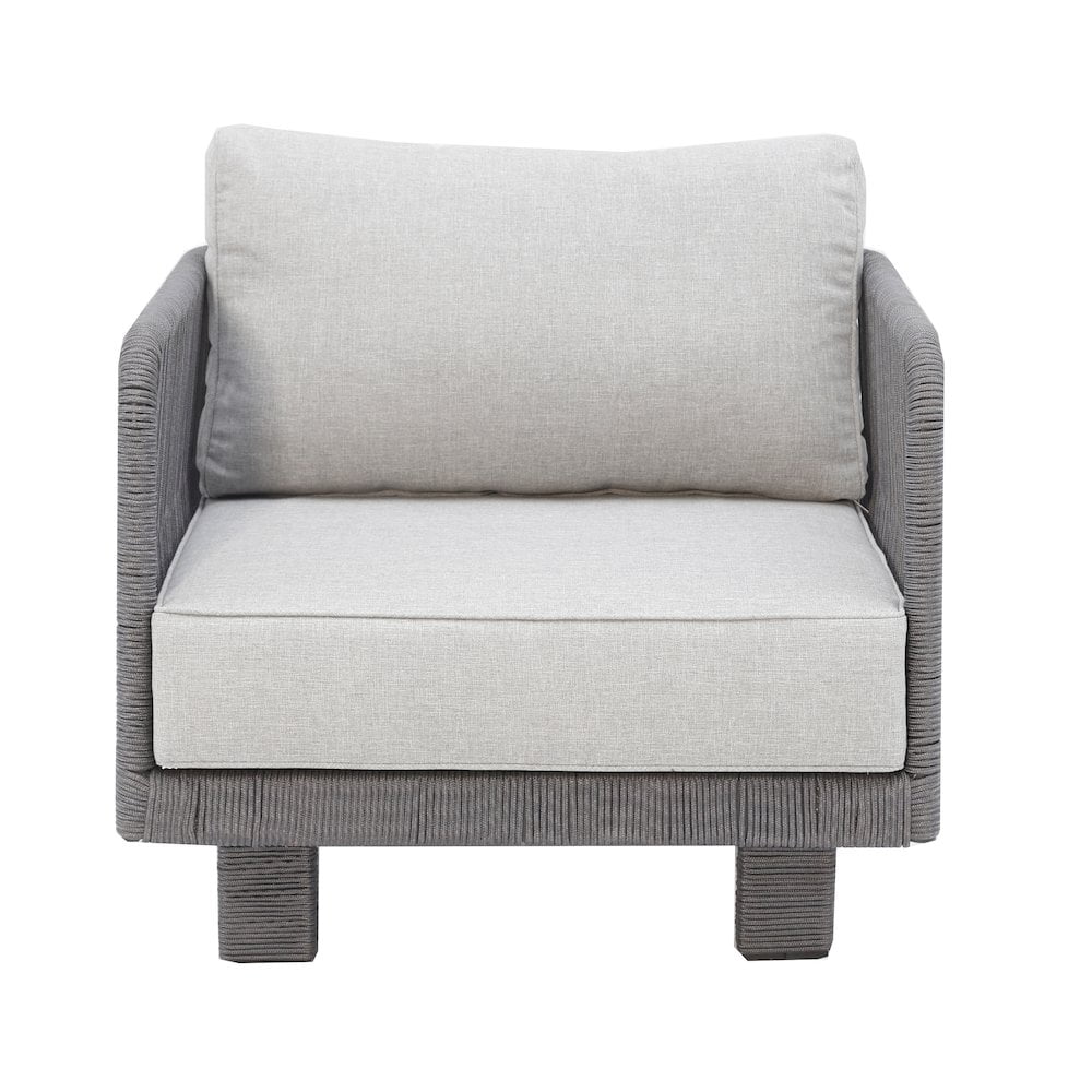 Cancun Aluminum Club Chair with Dark Gray Rope in Silver Cushion ...