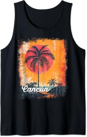 Cancun Mexico Beach Retro Palm Tree Vintage Vacation Tank Top Size S ...
