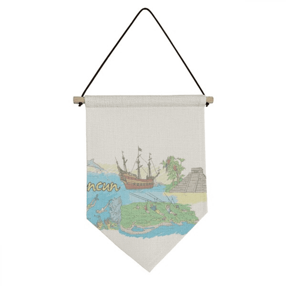 Cancun Mexico Island Mayan Temple Canvas Flag Hanging Wall Art Decor ...