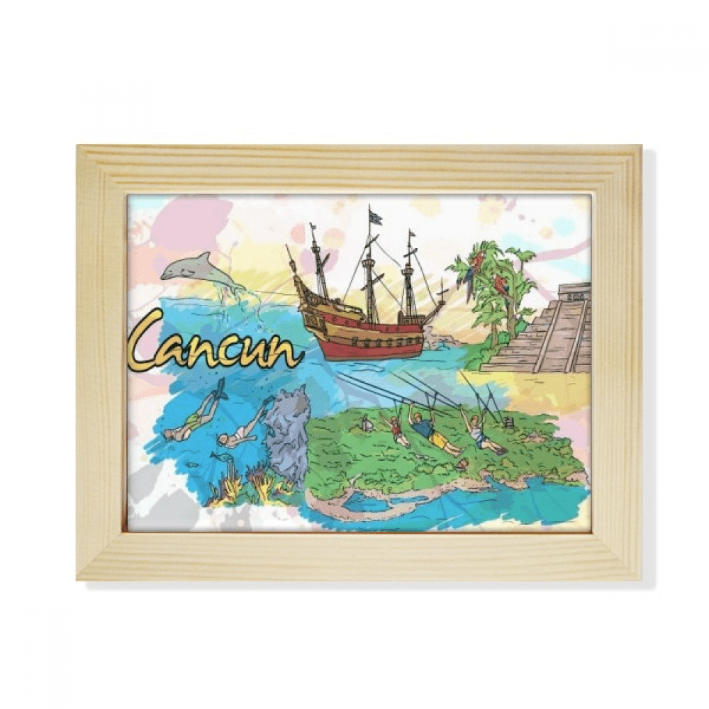 Cancun Mexico Island Mayan Temple Desktop Photo Frame Picture Art ...