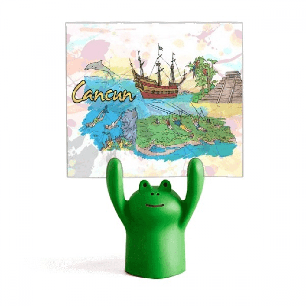 Cancun Mexico Island Mayan Temple Memo Holder Cartoon Animal Frog Stand ...