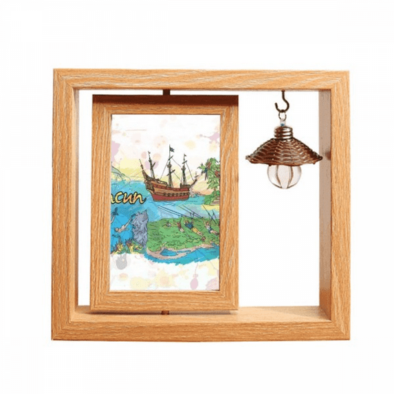 Cancun Mexico Island Mayan Temple Wooden Rotating Picture Photo Frame ...