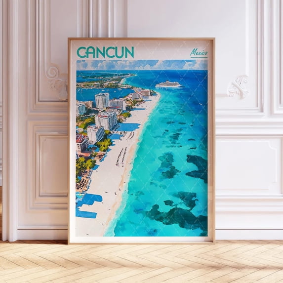 Cancun Mexico Pastel Travel Art Poster, Unframed Size 24x36 - Walmart.com