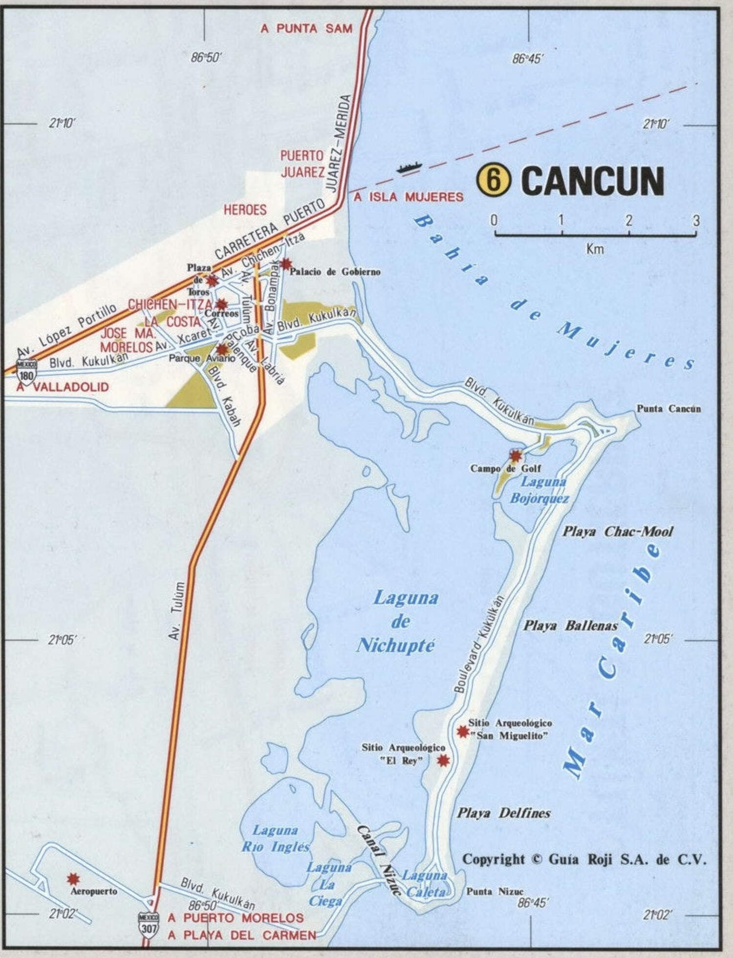 Cancun Mexico Road Map Glossy Poster Picture Photo Print Banner ...