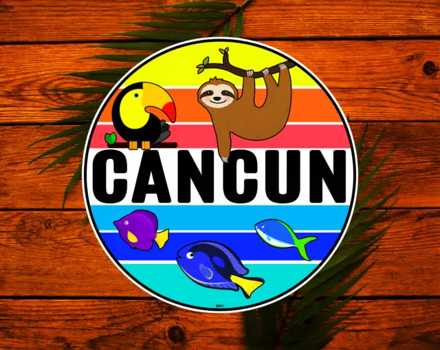 Cancun Mexico Sticker Decal Sticker Tropical Toucan Sloth Beach ...