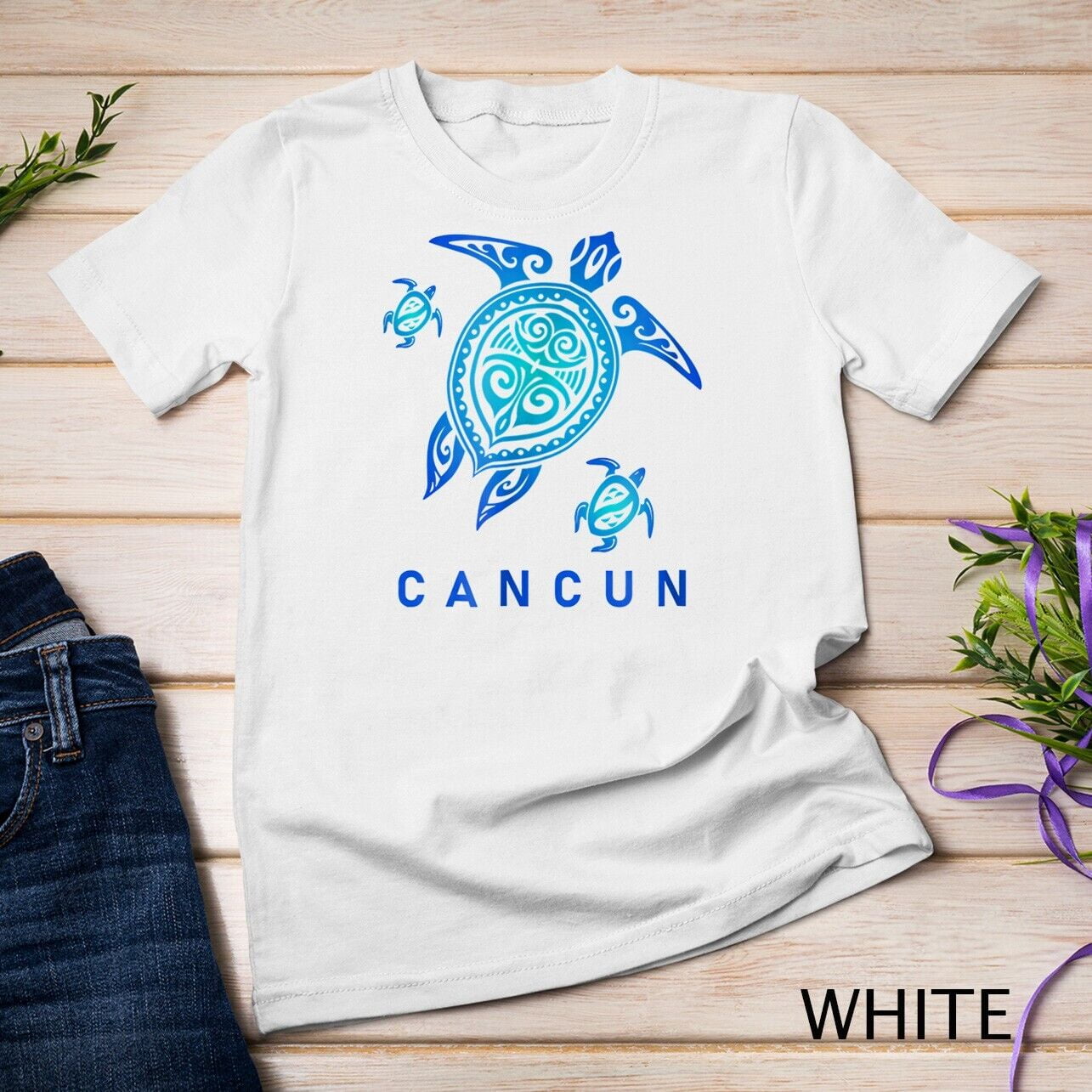 Cancun Mexico T-Shirt Sea Blue Tribal Turtle Unisex T-shirt - Walmart.com