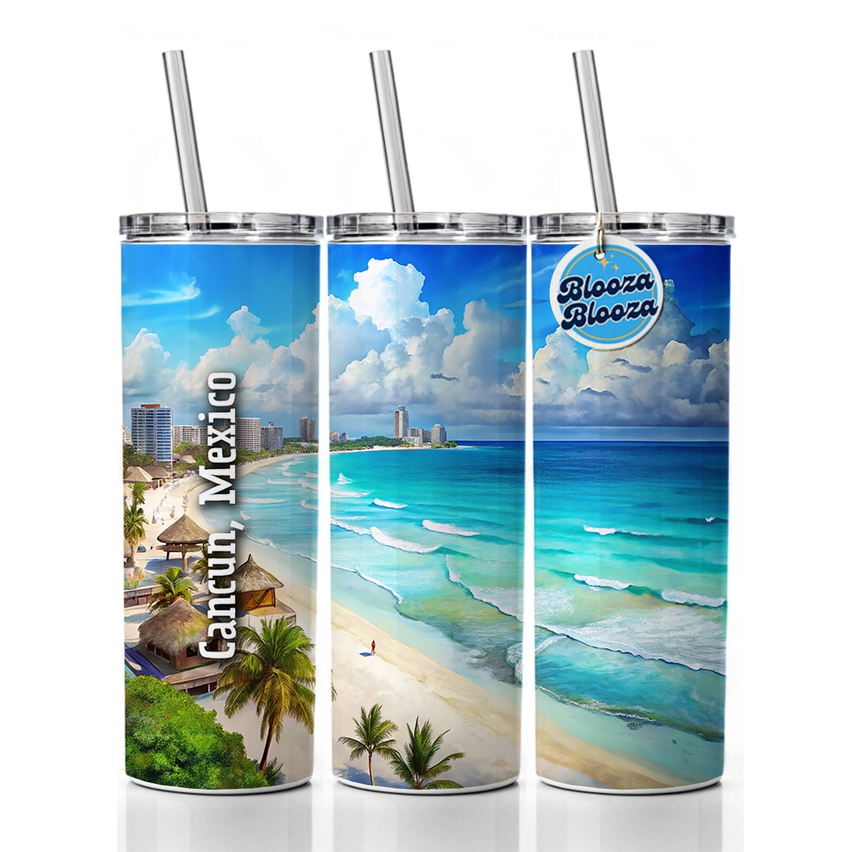 Cancun, Mexico Travel City Country Stamp 20oz Insulated Water Bottle ...