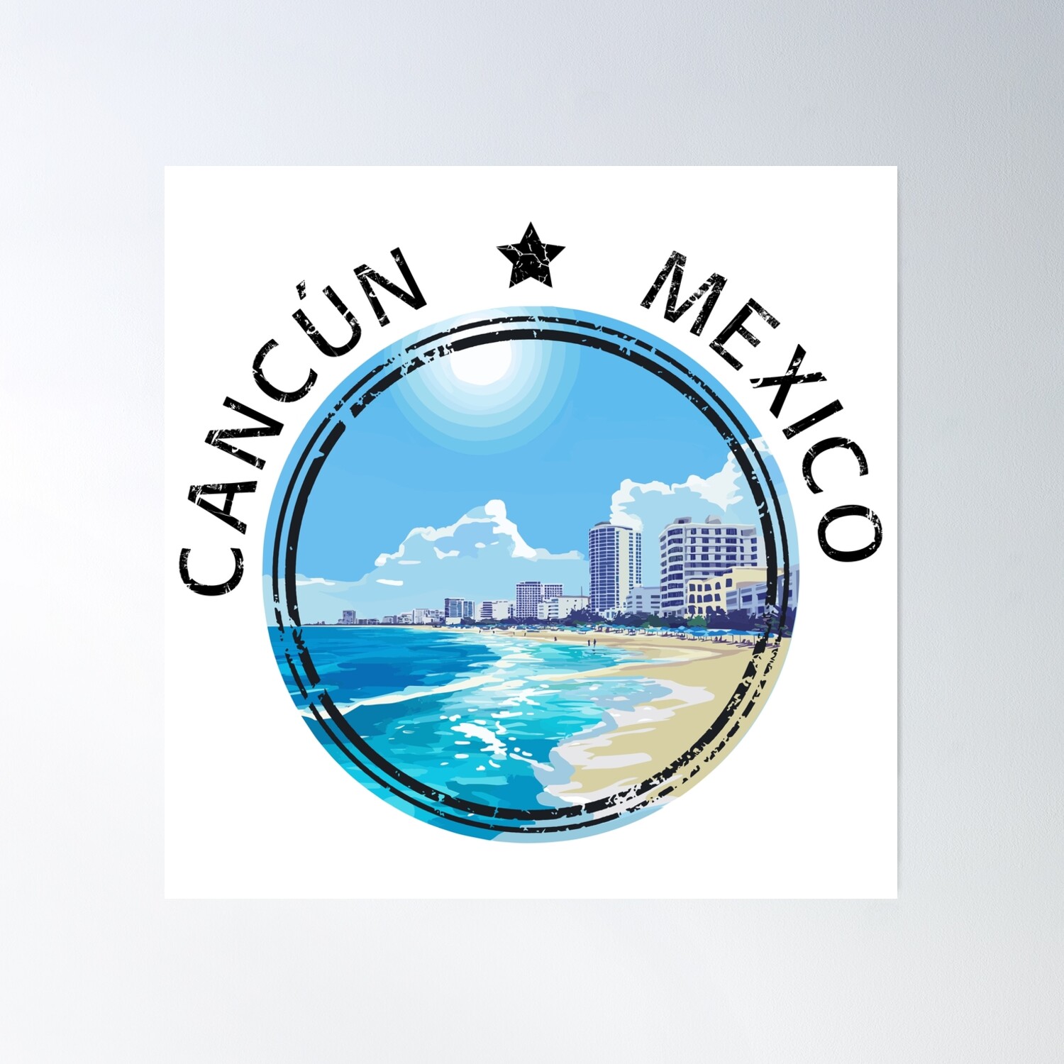 Cancun - Mexico (With Black Lettering) Poster Wall Art, Modern Wall ...