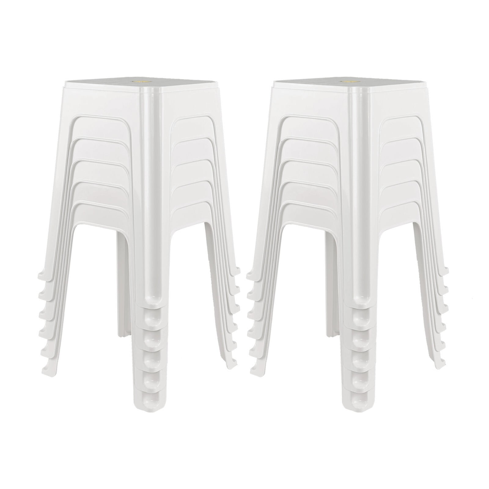 Cand 12-Packs Plastic Stools 18.7" Height Square Stackable Chair Office ...