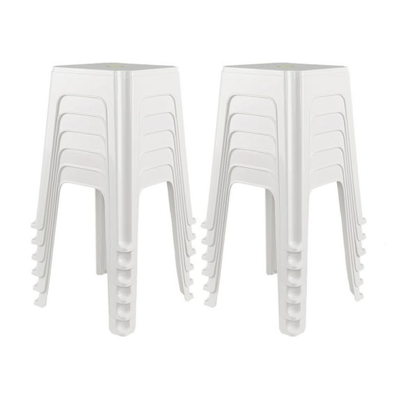 Cand 12-Packs Plastic Stools 18.7" Height Square Stackable Chair Office ...