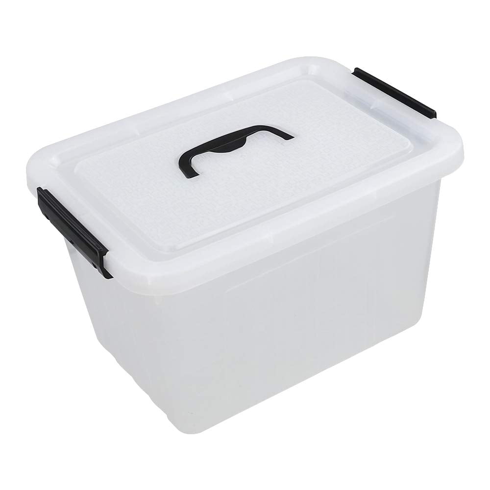 Cand 12 Quart Plastic Lidded Storage Bin with Black Handle, Latching ...