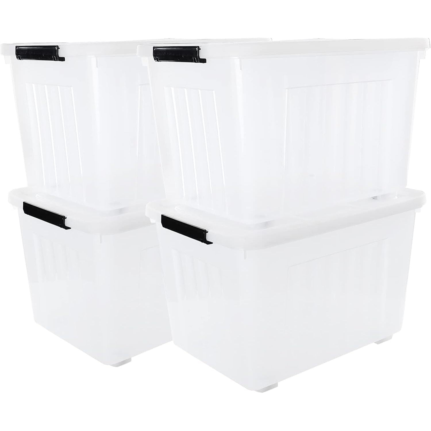 Cand 4 Packs 50 QT Storage Bins with Lids, Clear Large Plastic Storage ...