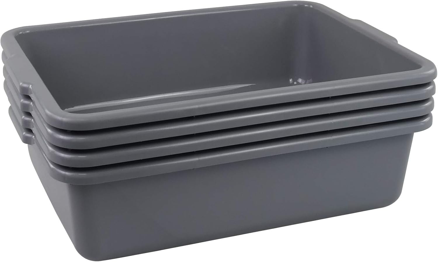 Cand 4 Packs Commercial Bus Tubs, 22 L Plastic Bus Box, Grey Utility ...