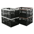 Cand 42 Liter Collapsible Plastic Storage Crates, Large Black Stackable ...