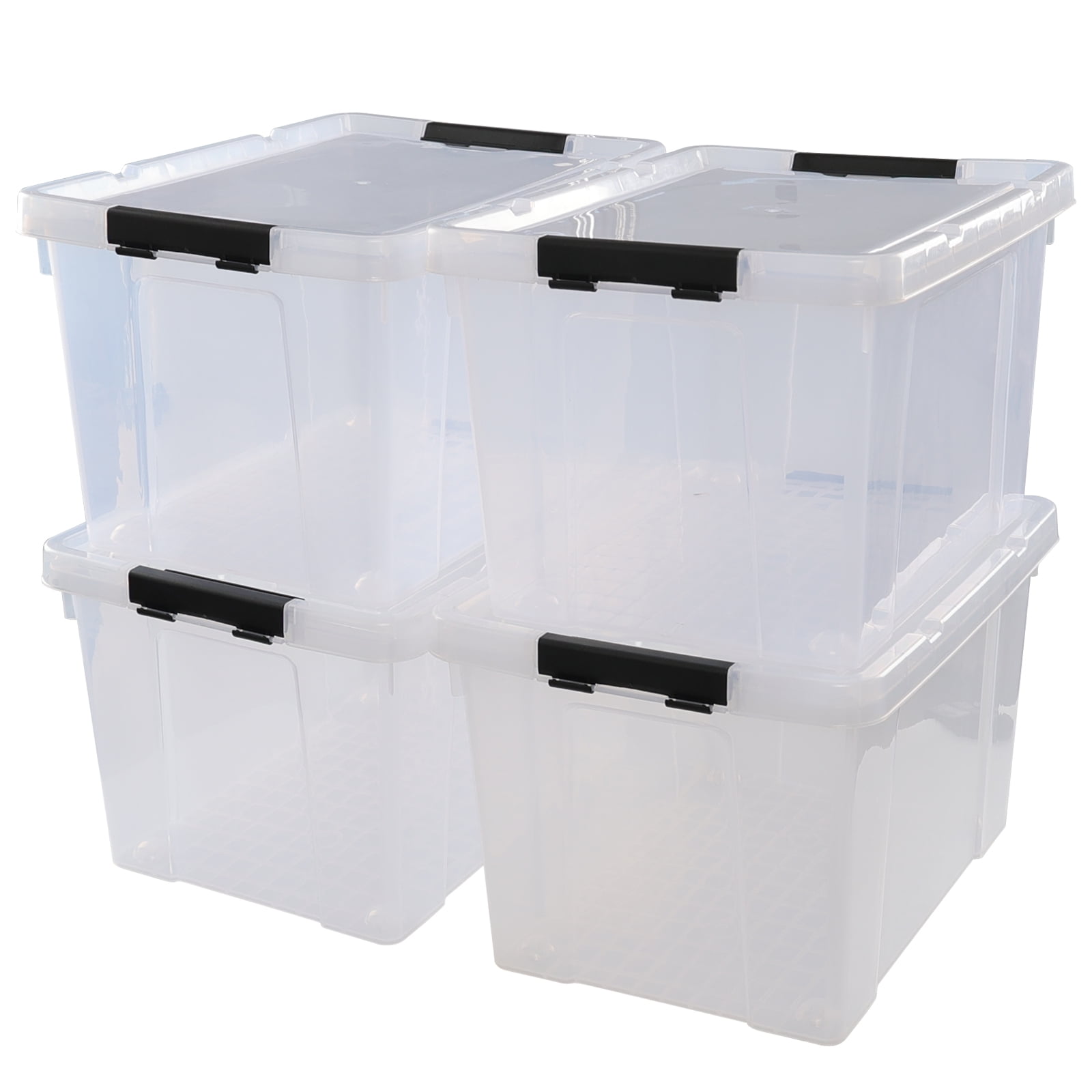 Cand 50 Quart Clear Plastic Locking Totes with Lid, 4 Pack Large ...