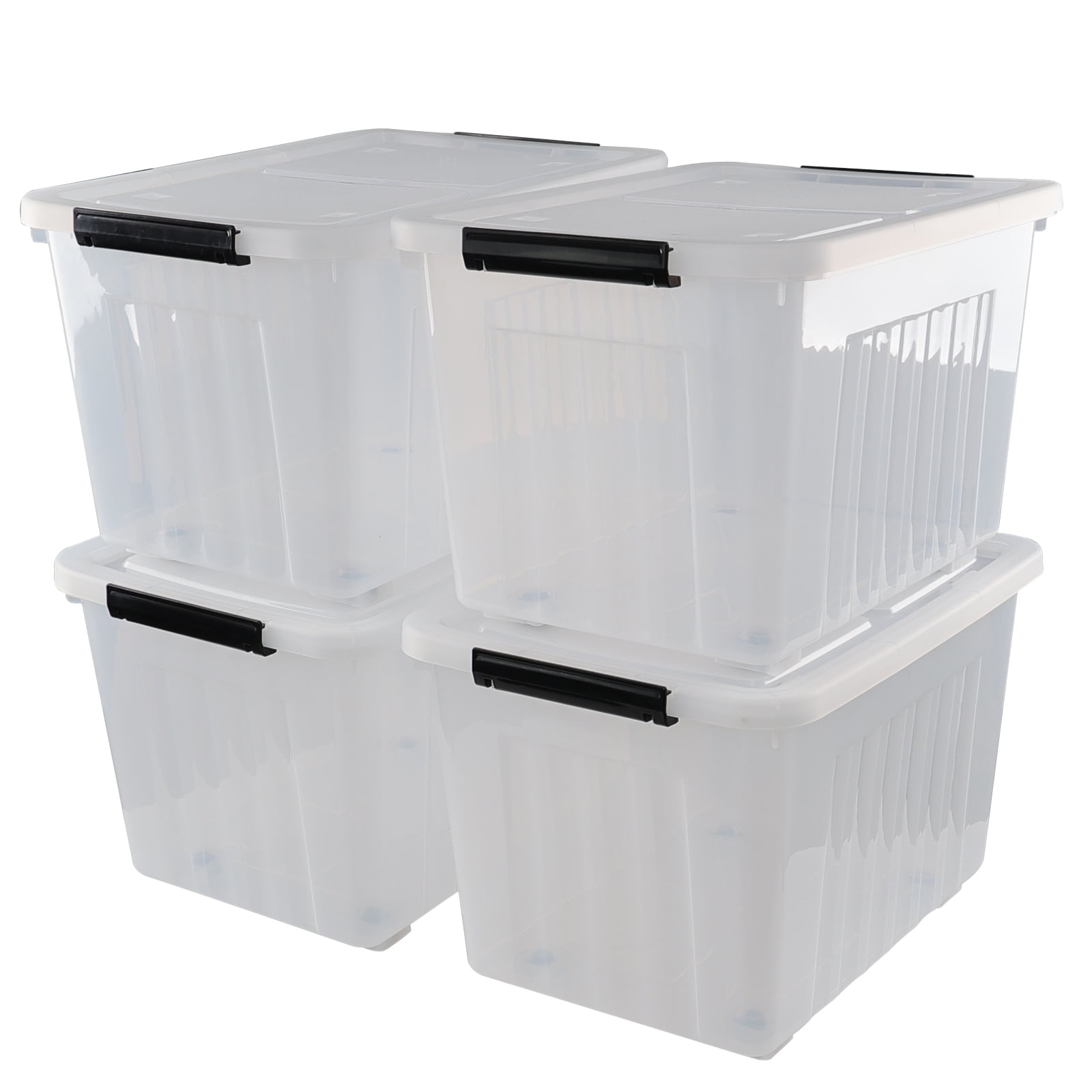 Cand 50 Quart Clear Plastic Storage Containers with Wheels, Large ...