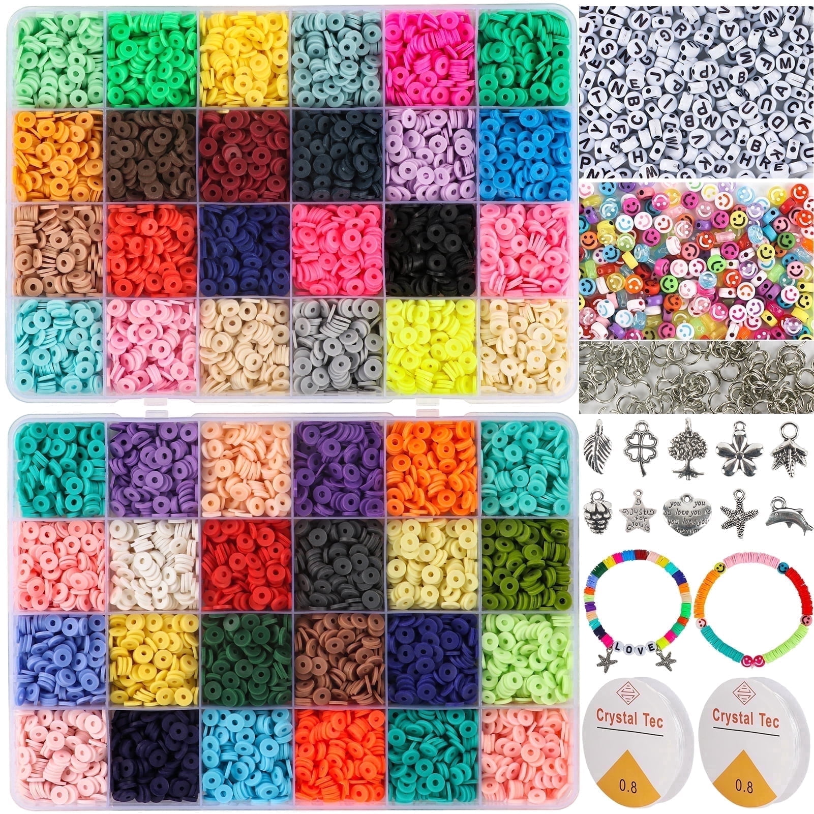 CandWuom 12000Pcs Polymer Clay Beads Kit, 48 Colors 6mm Heishi Beads ...