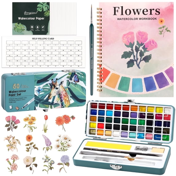 CandWuom Watercolor Paint Set, 50 Colors Watercolors Kit Art Crafts ...