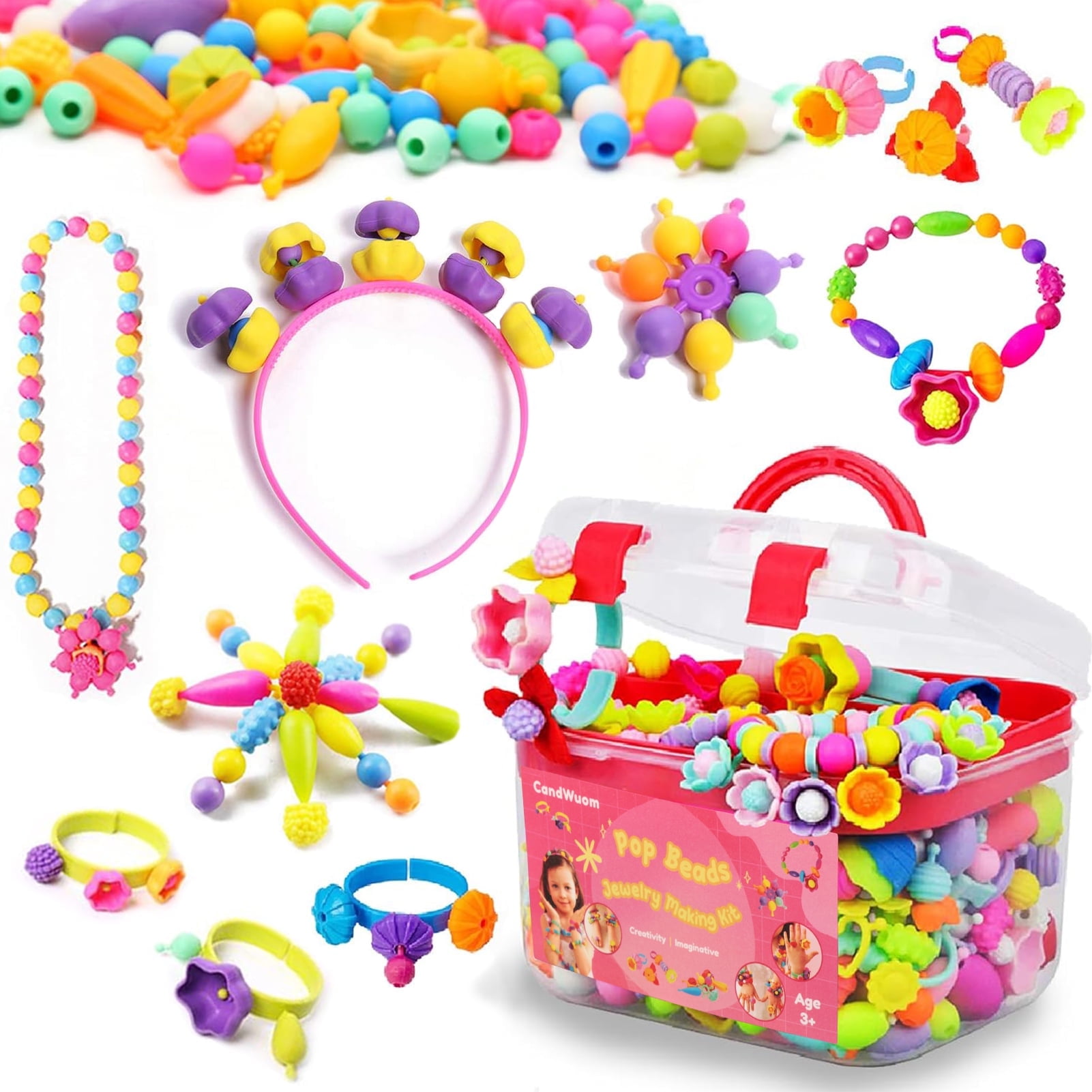 CandWuom Toddler Kit - 520+ Snap Pop Beads, Kids Jewelry Making Set ...