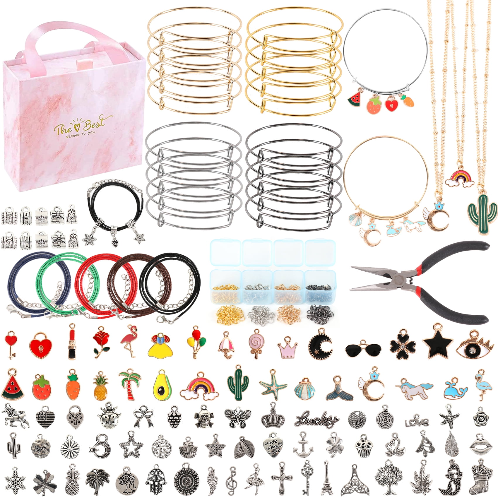CandWuom Jewelry Making Kit for Teens: Bangles, Bracelets, Necklace ...